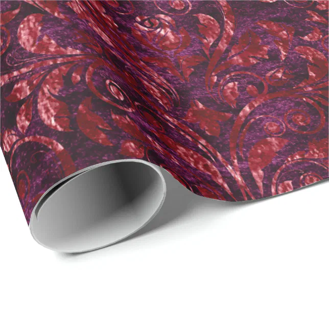 Royal Damask Crushed Velvet Purple Maroon Burgund Wrapping Paper | Zazzle