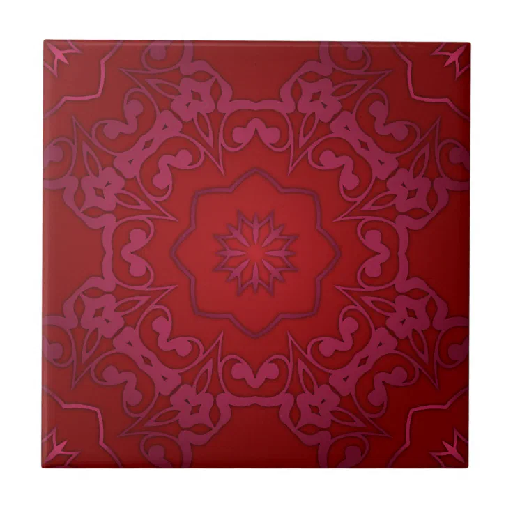 Royal Elegant Classic Luxury Red Damask Pattern Ceramic Tile | Zazzle