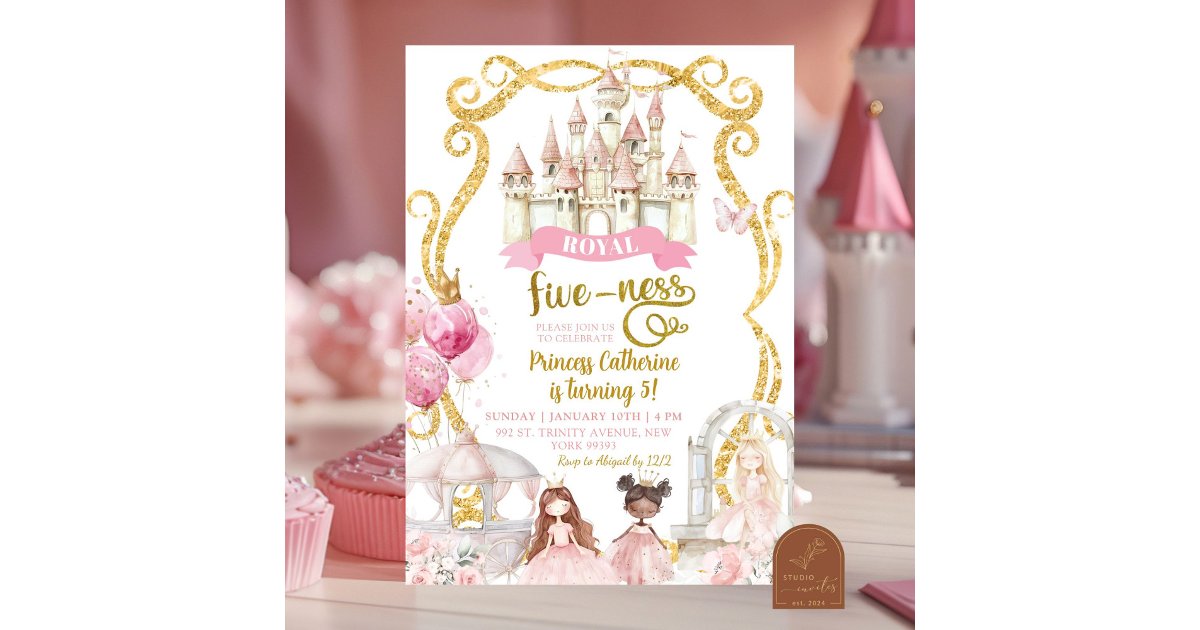 Royal Fiveness a Princess Birthday Invitation | Zazzle