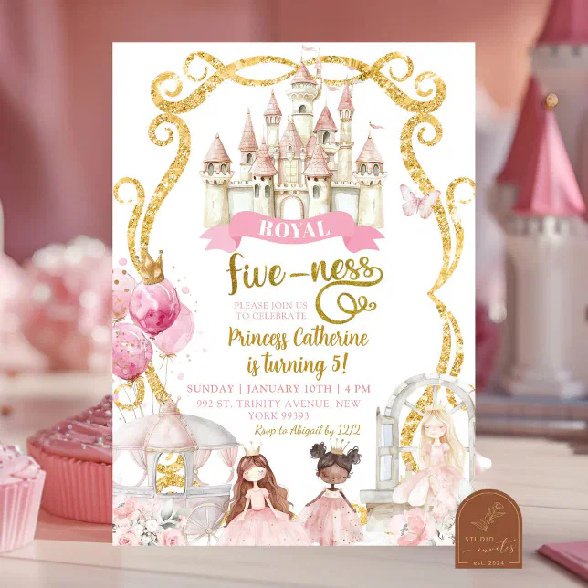Royal Fiveness a Princess Birthday Invitation | Zazzle