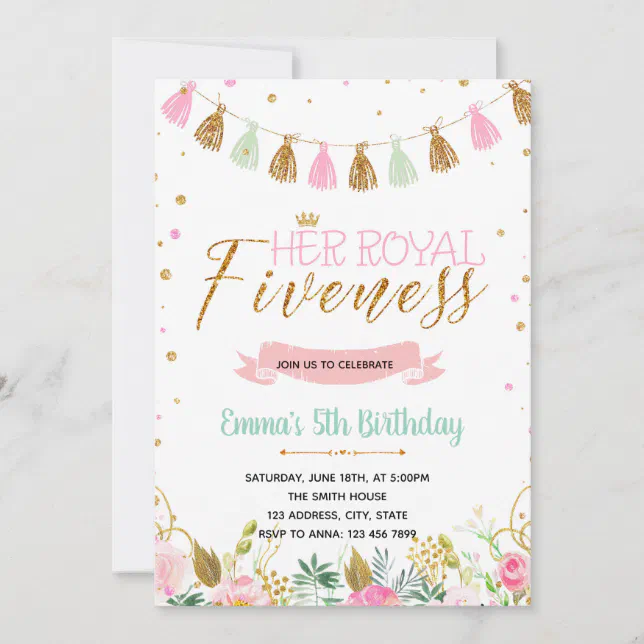 Royal fiveness birthday invitation | Zazzle