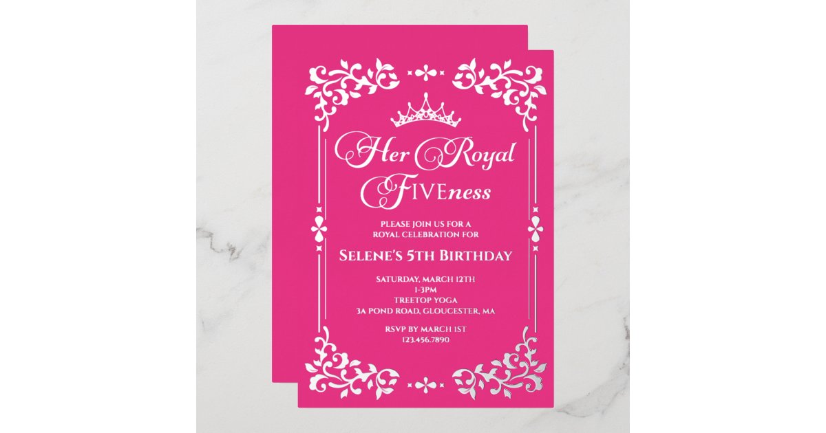 Royal Fiveness Princes 5th Birthday Foil Invitatio Foil Invitation | Zazzle