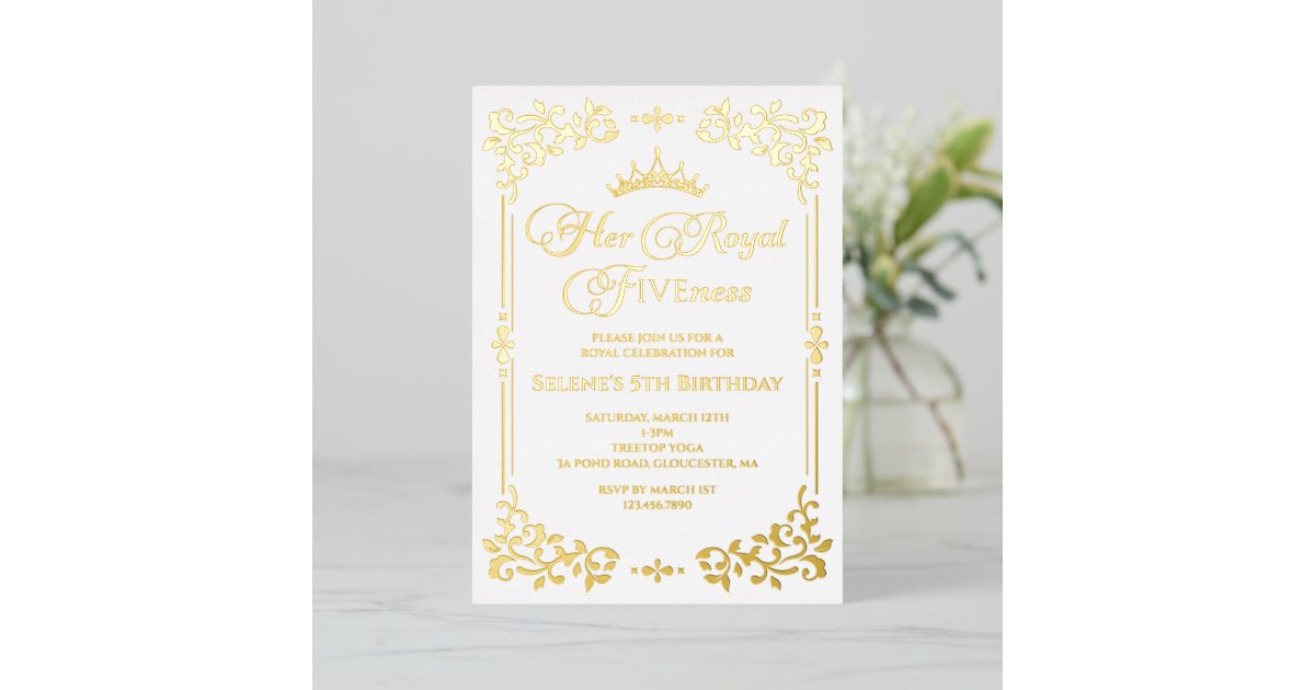 Royal Fiveness Princes 5th Birthday Foil Invitation | Zazzle