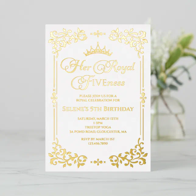 Royal Fiveness Princes 5th Birthday Foil Invitation | Zazzle