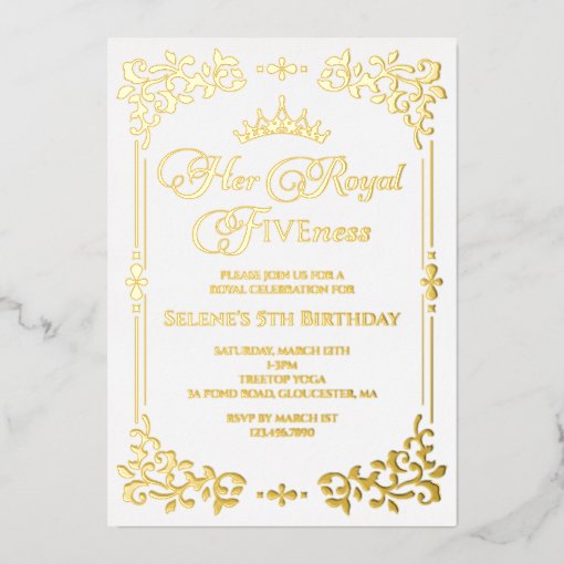 Royal Fiveness Princes 5th Birthday Foil Invitation | Zazzle