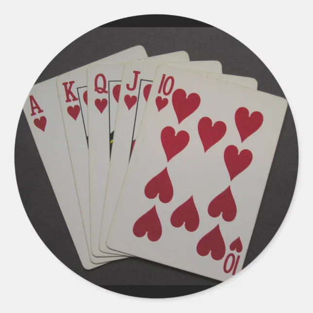 Royal Flush Classic Round Sticker | Zazzle