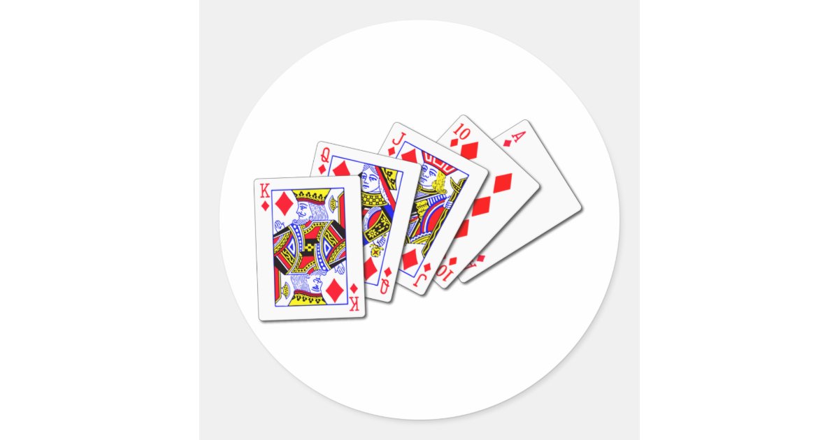 Royal Flush Diamonds Classic Round Sticker | Zazzle