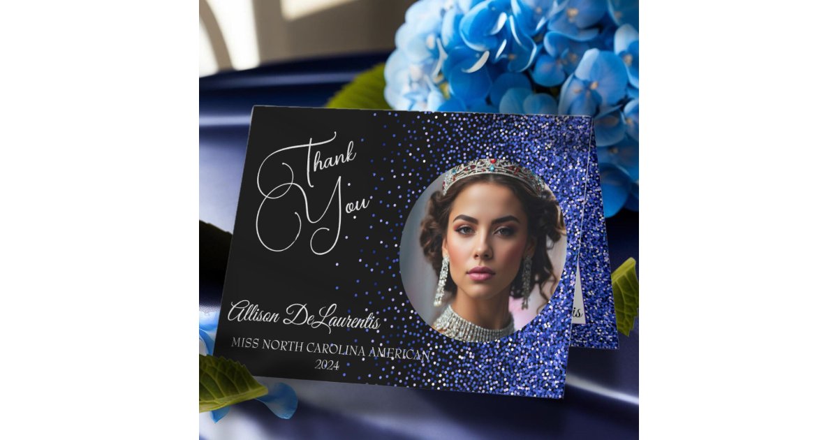 Royal Glitter Glitz Pageant Thank You Card | Zazzle