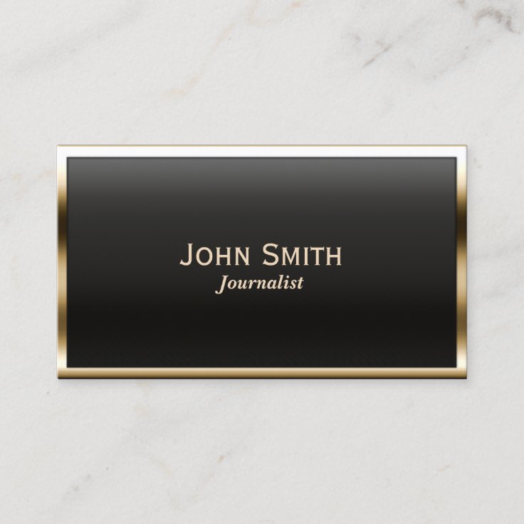 Royal Gold Border Journalist Business Card | Zazzle