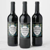 Royal Gothic Vines and Scrolls Wedding Wine Label | Zazzle