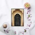 Royal Islamic Arch Black Muslim Wedding Gold Foil Invitation | Zazzle