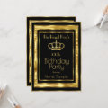 Royal King Mans Birthday Party Black Gold Crown Invitation | Zazzle