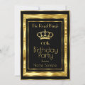 Royal King Mans Birthday Party Black Gold Crown Invitation | Zazzle