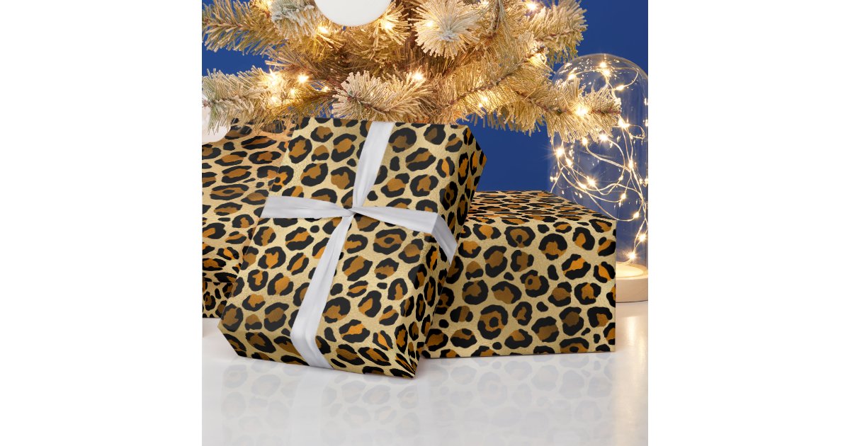 Royal Leopard Gold Black Jungle Pattern Wrapping Paper | Zazzle