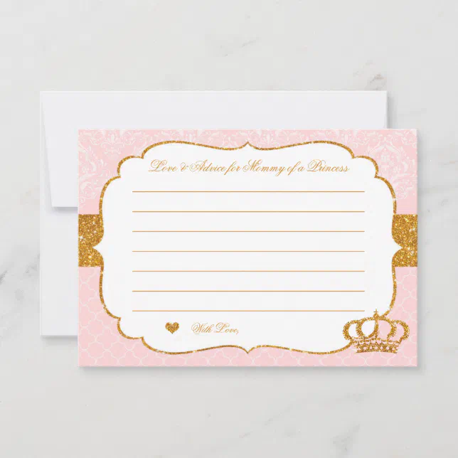 Royal Little Princess Pink and Gold Advice Card | Zazzle