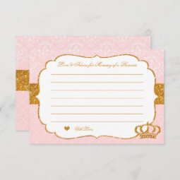 Royal Little Princess Pink and Gold Advice Card | Zazzle