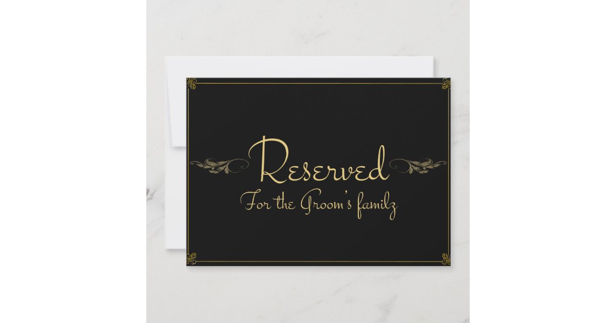 Royal luxury "Reserved" Wedding Sign Card | Zazzle