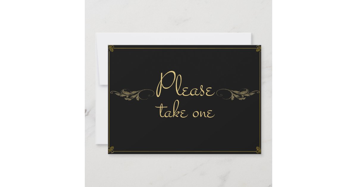 Royal luxury "take one" Wedding Sign Card | Zazzle