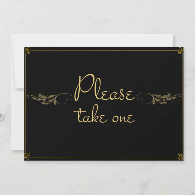 Royal luxury "take one" Wedding Sign Card | Zazzle