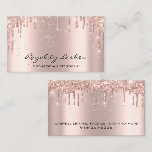 Royal Makeup Artist Lashes Confetti Drips Princess Business Card | Zazzle