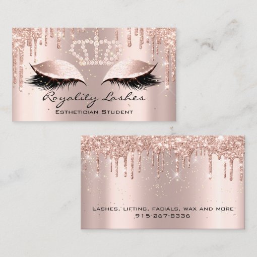 Royal Makeup Artist Lashes Crown Drips Princess Business Card | Zazzle