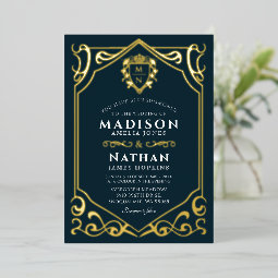 Royal Medieval Fantasy Monogram Wedding Foil Invitation | Zazzle