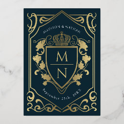 Royal Medieval Fantasy Monogram Wedding Foil Invitation | Zazzle