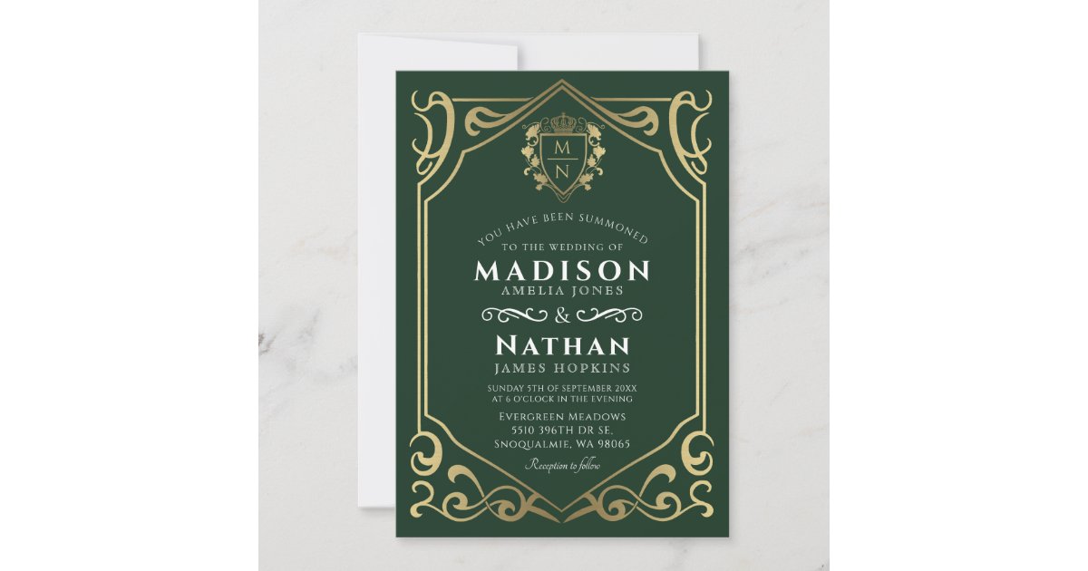 Royal Medieval Fantasy Monogram Wedding Invitation | Zazzle