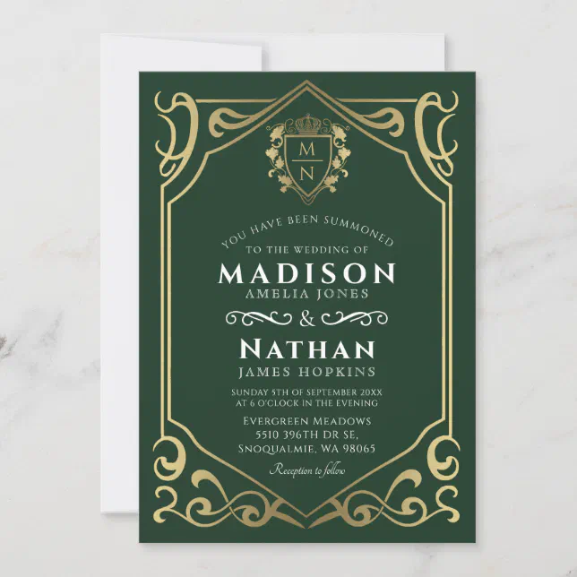 Royal Medieval Fantasy Monogram Wedding Invitation | Zazzle