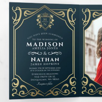 Royal Medieval Fantasy Monogram Wedding Invitation | Zazzle