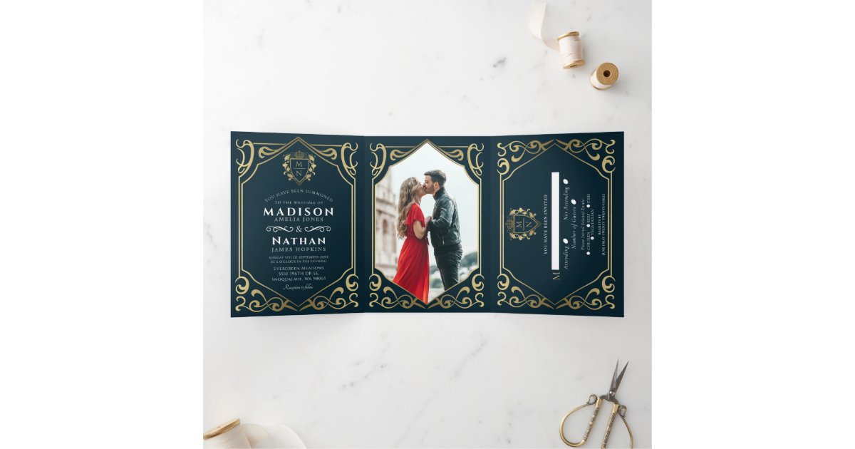 Royal Medieval Fantasy Monogram Wedding Invitation | Zazzle