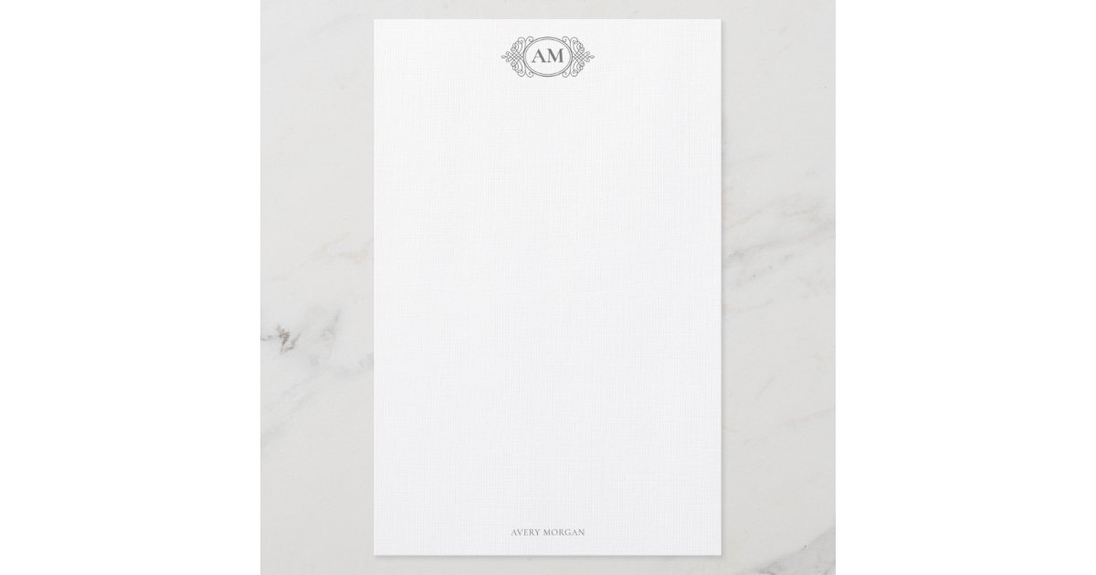 Royal Monogram Crest Smokey Grey Personalized Stationery | Zazzle