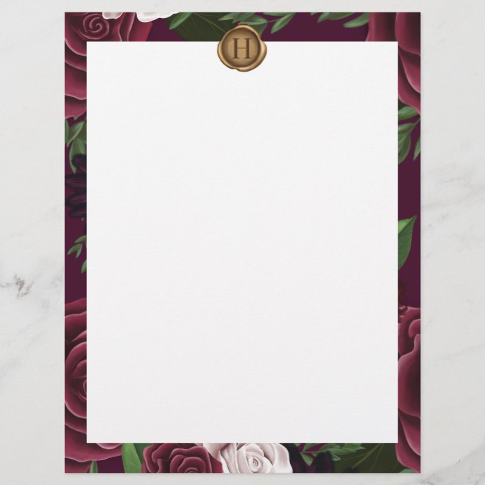 Royal Muse Medieval Fantasy Plum Floral Wedding Letterhead | Zazzle.com