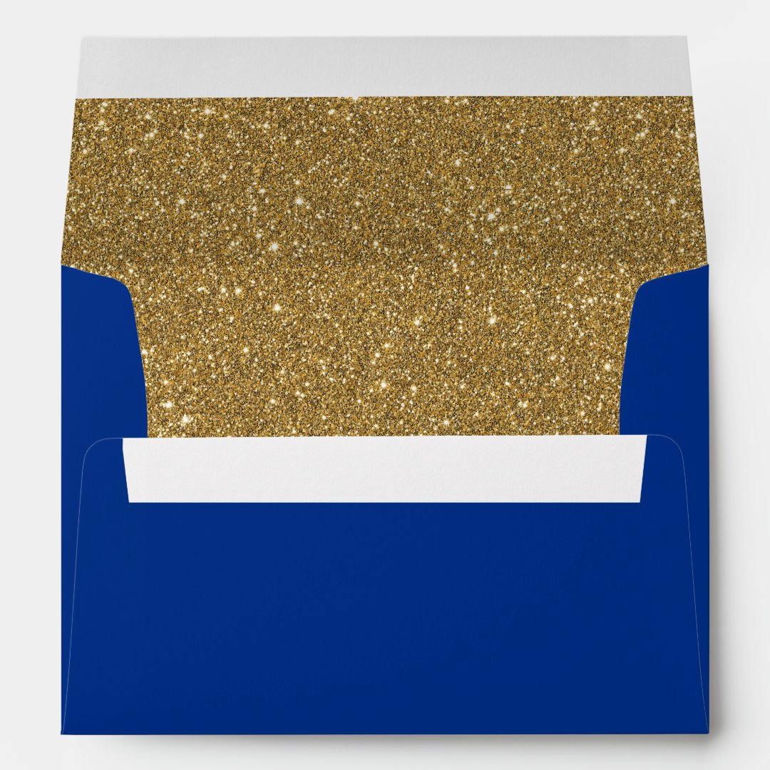 Royal Navy Blue & Gold Lined Envelope | Zazzle
