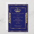 Royal Navy Blue King Man Birthday Party Gold Crown Invitation | Zazzle