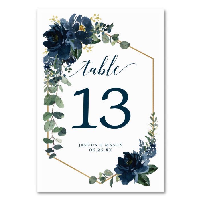 Royal Navy Wedding Table Numbers Double Sided | Zazzle.com