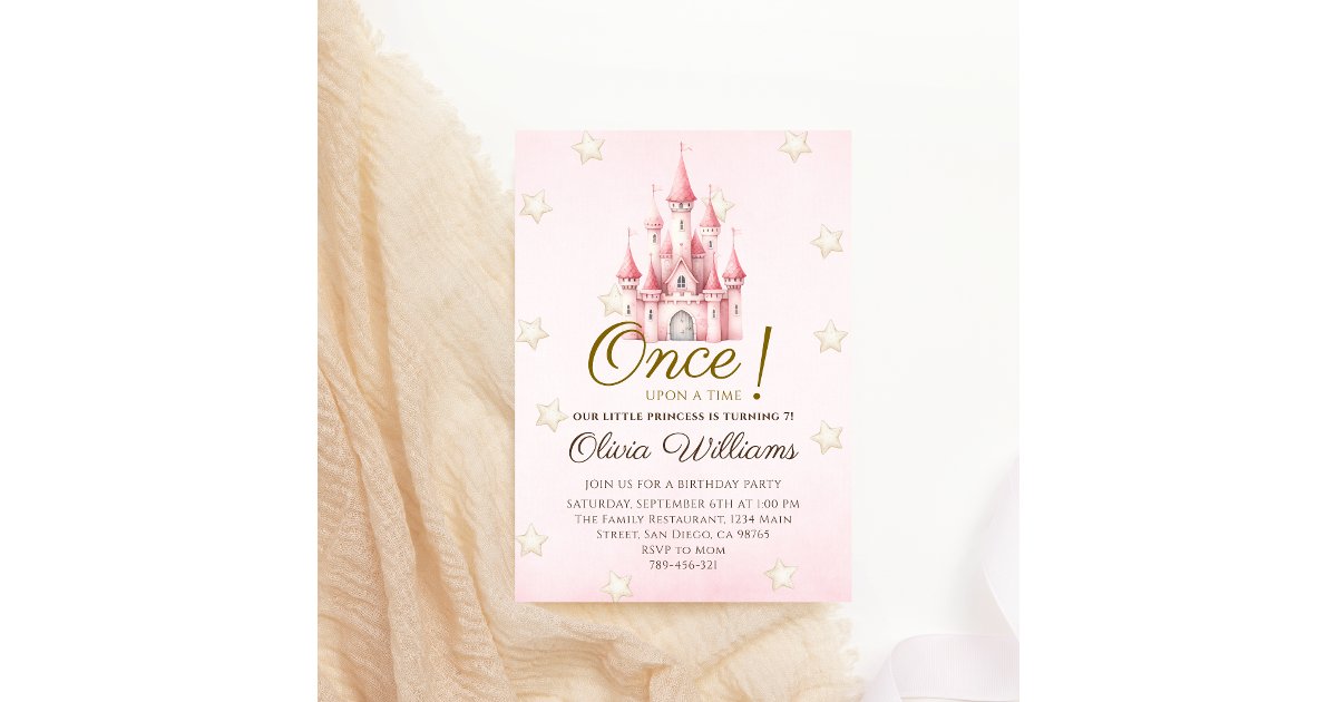 Royal Pink Fairytale Princess Birthday Invitation | Zazzle