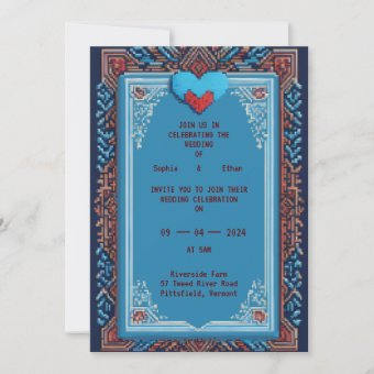 Royal Pixel Art Wedding Invitation | Zazzle