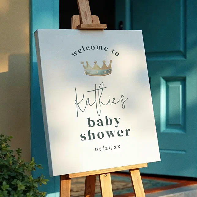 Royal Prince Blue Crown Baby Shower Welcome Sign | Zazzle