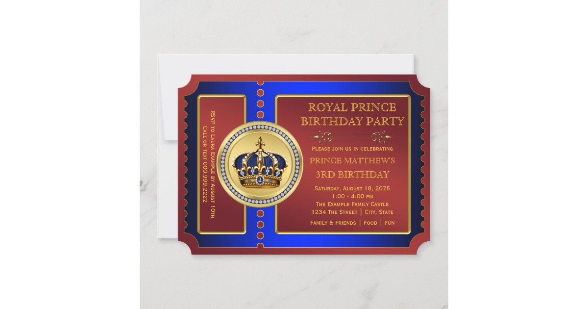 Royal Prince Boys Prince Birthday Party Invitation | Zazzle
