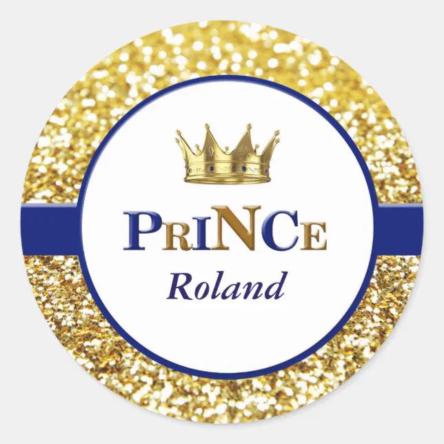 Royal prince stickers in blue and gold | Zazzle