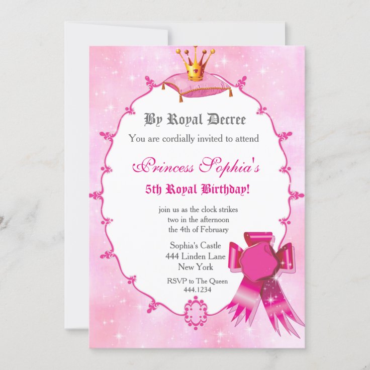 Royal Princess Birthday Party Invitation | Zazzle