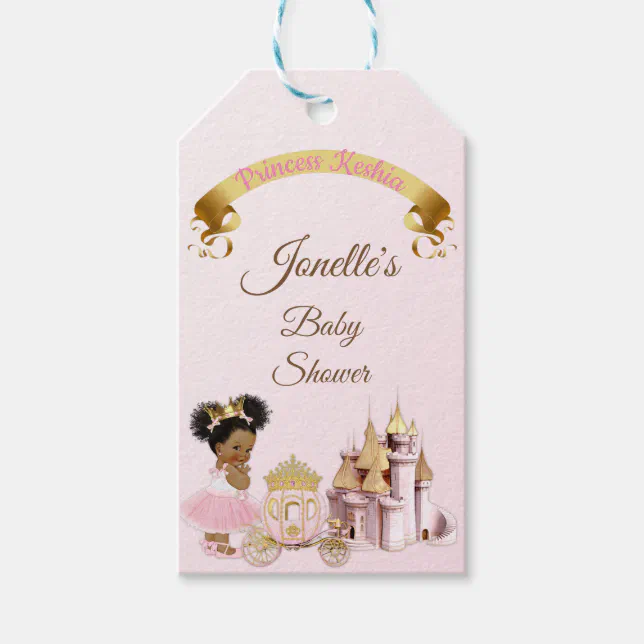 Royal Princess Castle Carriage Pink Gold Girl Gift Tags | Zazzle