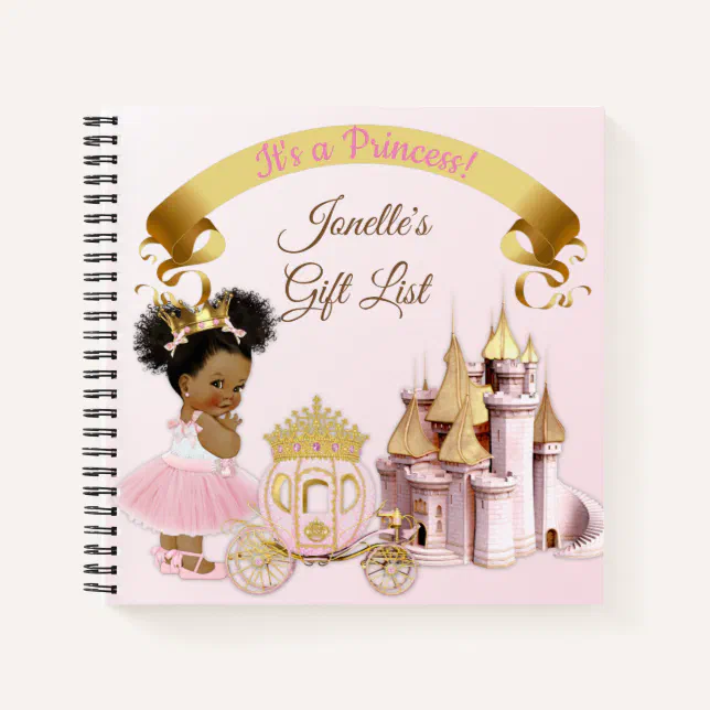 Royal Princess Castle Carriage Pink Gold Girl Notebook | Zazzle