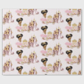Royal Princess Castle Carriage Pink Gold Girl Wrapping Paper | Zazzle