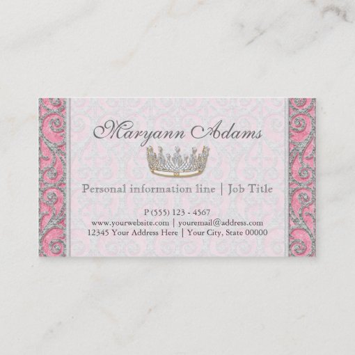 Royal Princess Crown Beauty Pageant Contestant Business Card | Zazzle