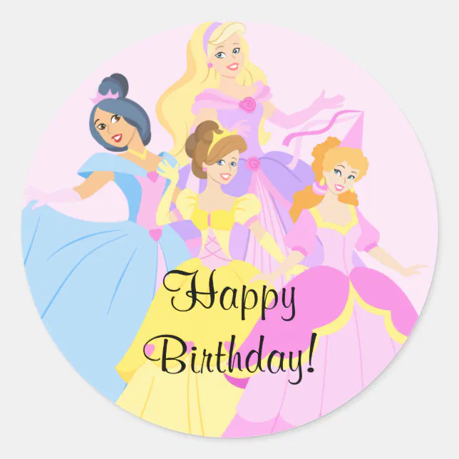 Royal Princess Girls Happy Birthday Sticker | Zazzle