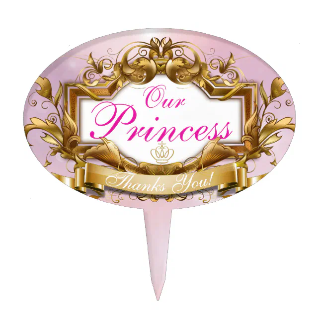 Royal Princess Pink Baby Shower Oval Cake Topper | Zazzle