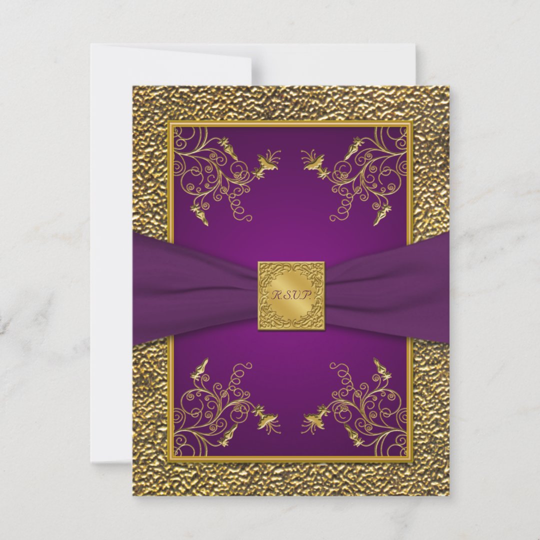Royal Purple and Gold RSVP Card | Zazzle