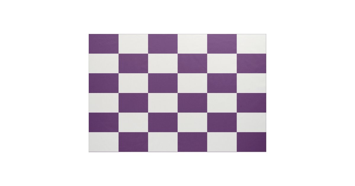 Royal Purple and White Checkered Rectangles Fabric | Zazzle